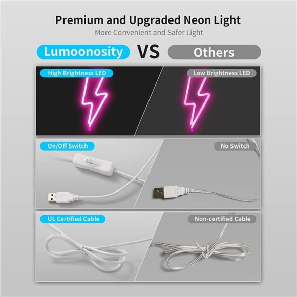 Other | Lumoonosity Lightning Bolt Neon Signs Usb Powered Pink Led ...